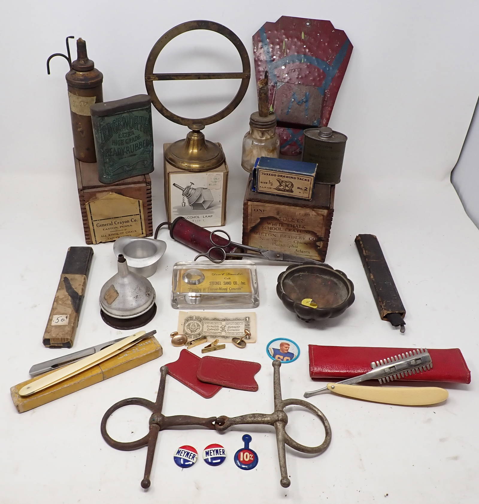 Alcohol Torch Straight Razor Tin Matchholder Auction