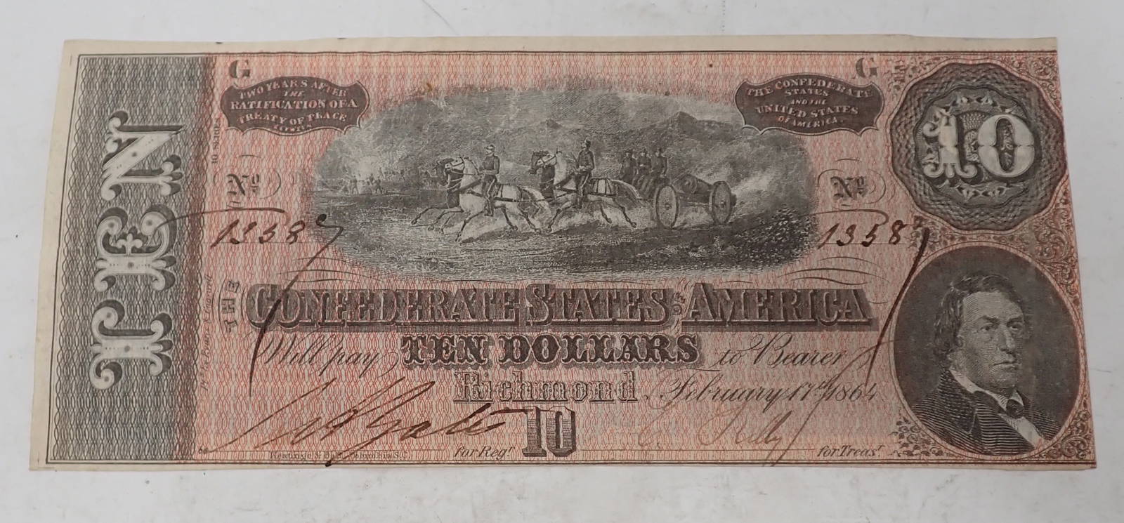 Confederate Ten Dollar Currency Note Auction