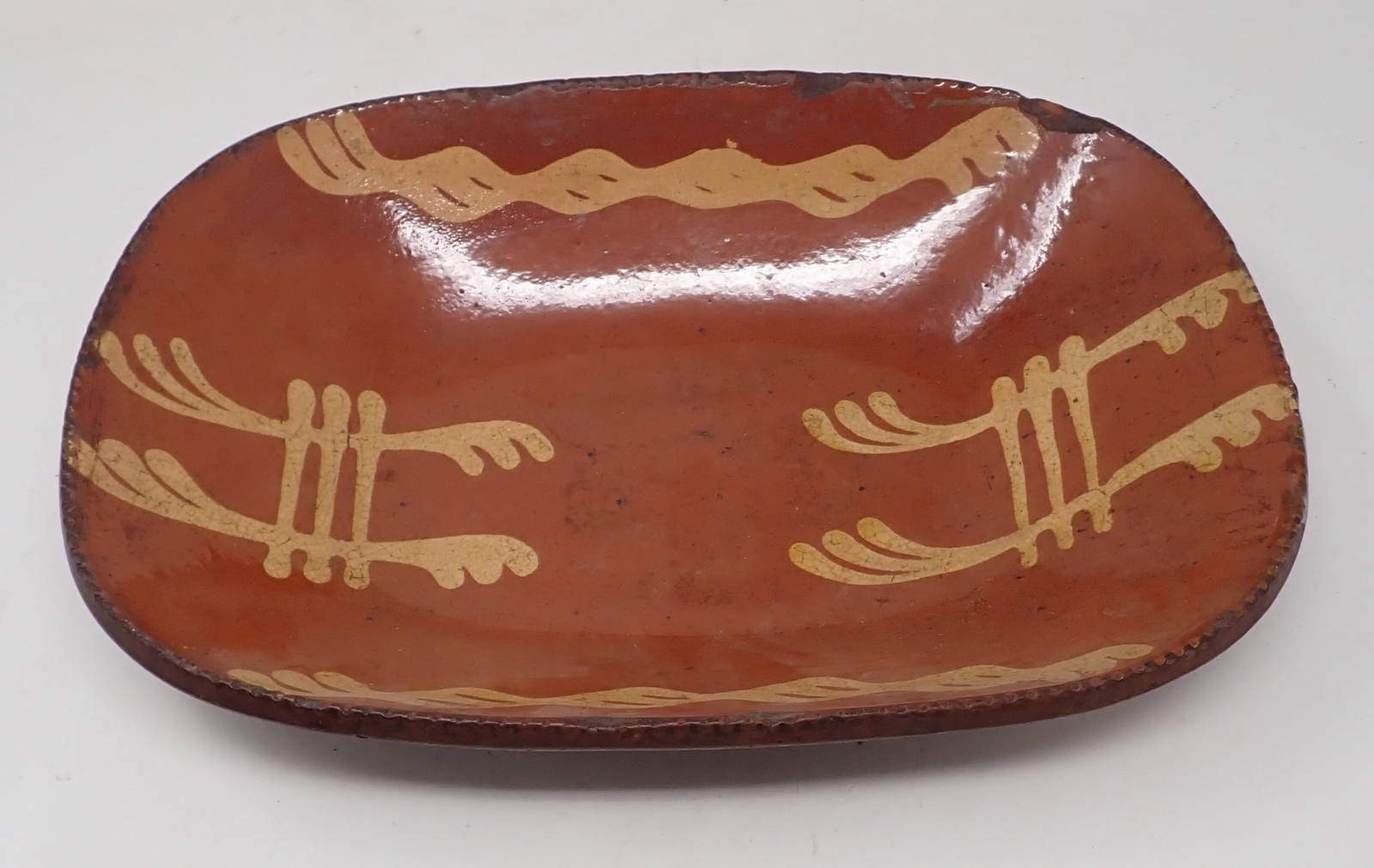 Slip Decorated Redware Loaf Plate Auction