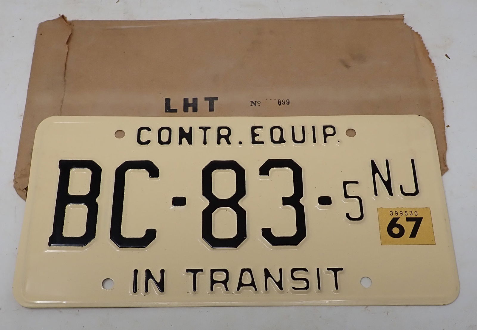 1967 Nj Construction Equipment In Transit Plate Auction