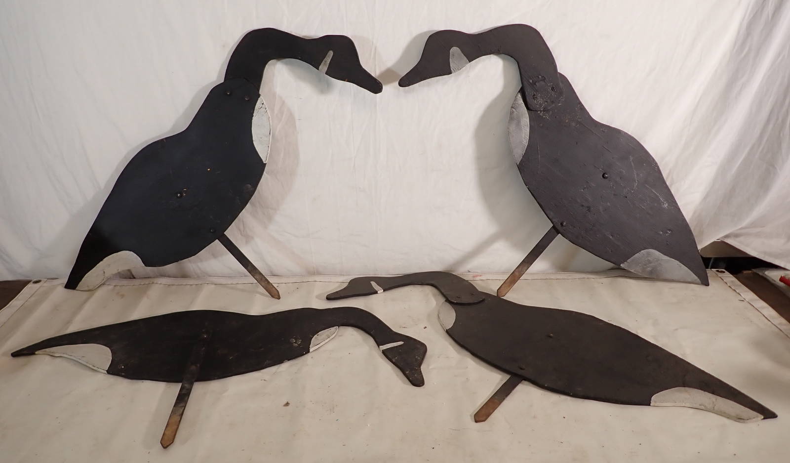 4 Wooden Geese Lawn Ornaments Auction