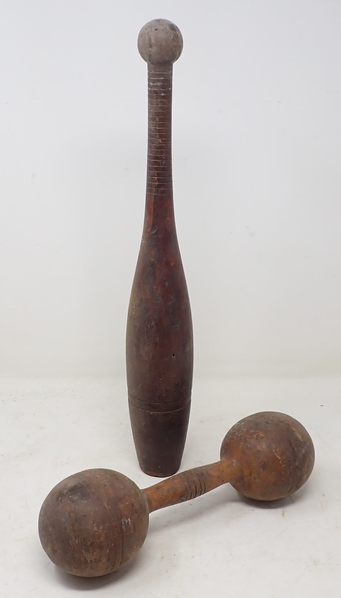 Wooden Exercise Pin & Dumbell Auction