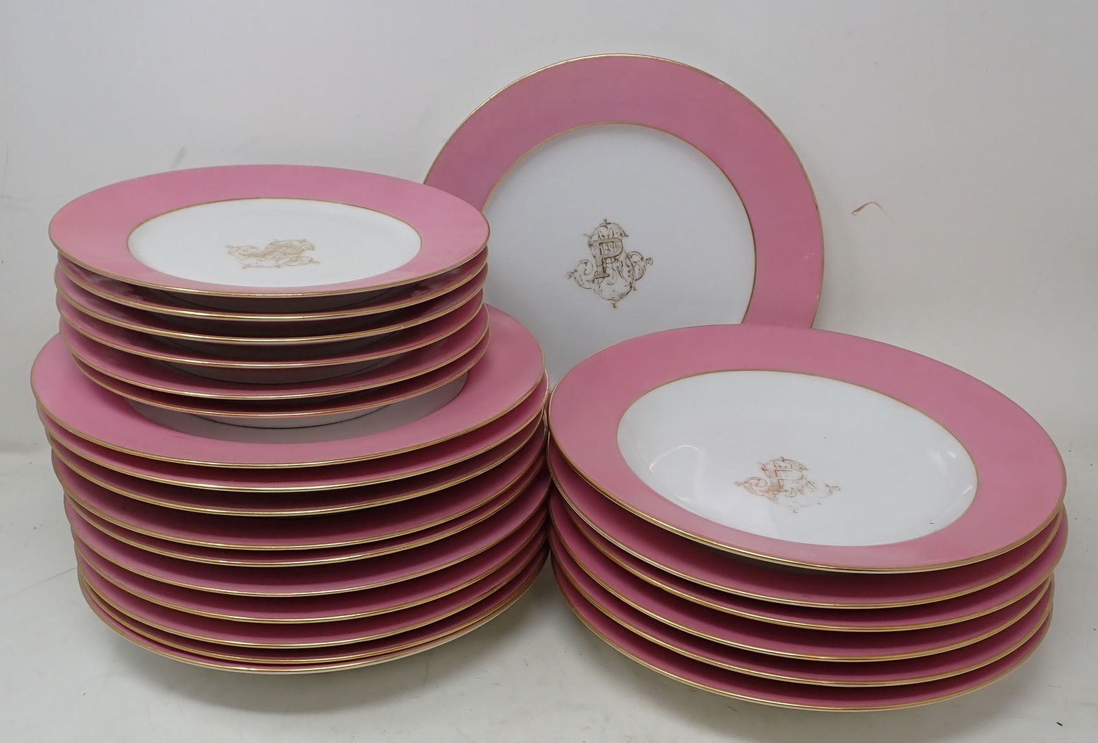 Monogrammed China Dinnerware Bowls & Plates 23 Pcs Auction