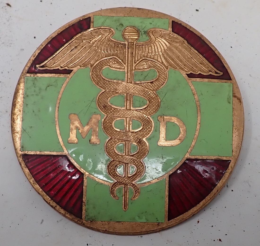 Brass Enameled Medical Doctor License Plate Tag Auction