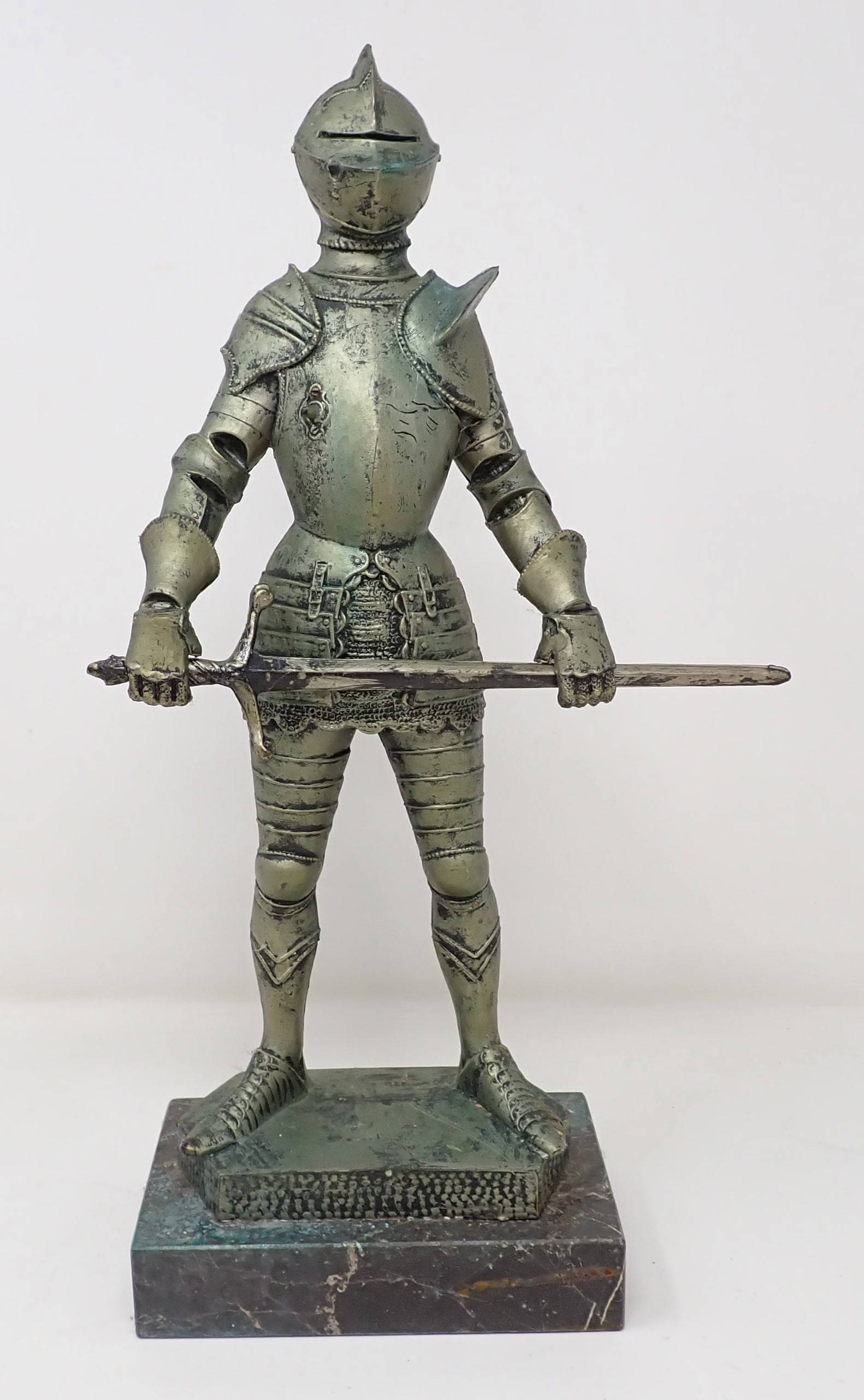 Suit Of Armor Statue On Marble Base Auction