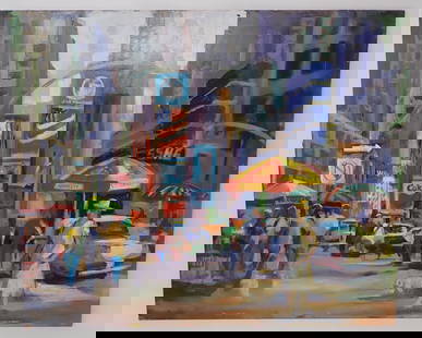 John Reilly Manhattan Oil On Board Painting