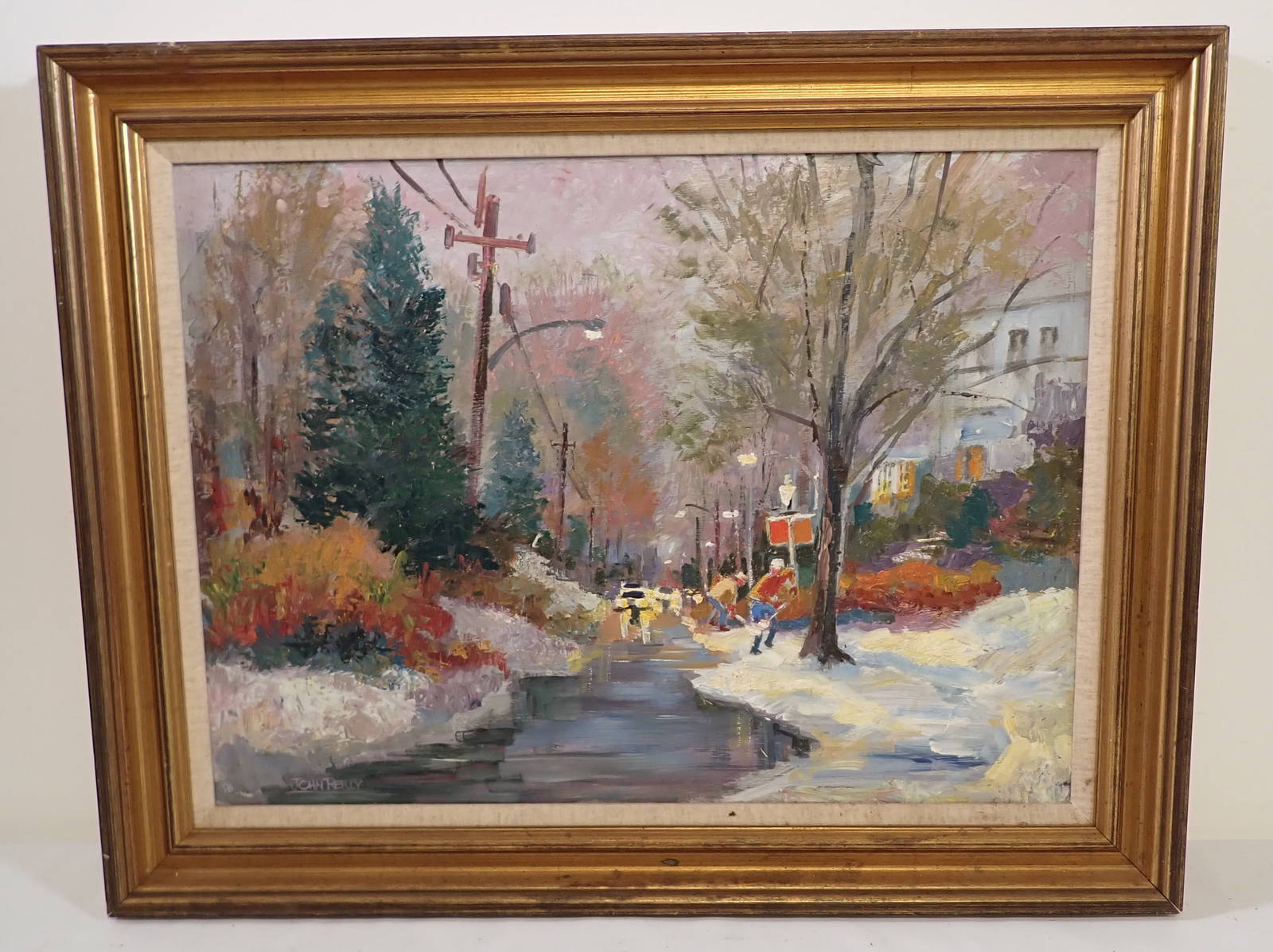 John Reilly Shoveling Out Snow Scene Oil Painting Auction