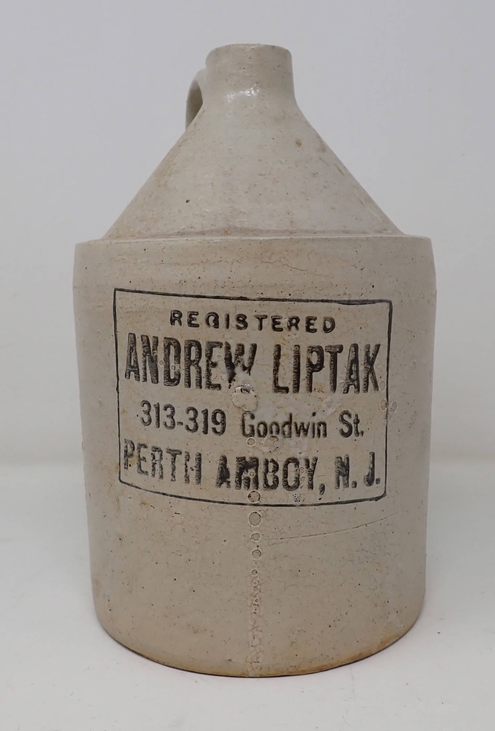 Andrew Liptak Perth Amboy Nj Stoneware Jug Auction