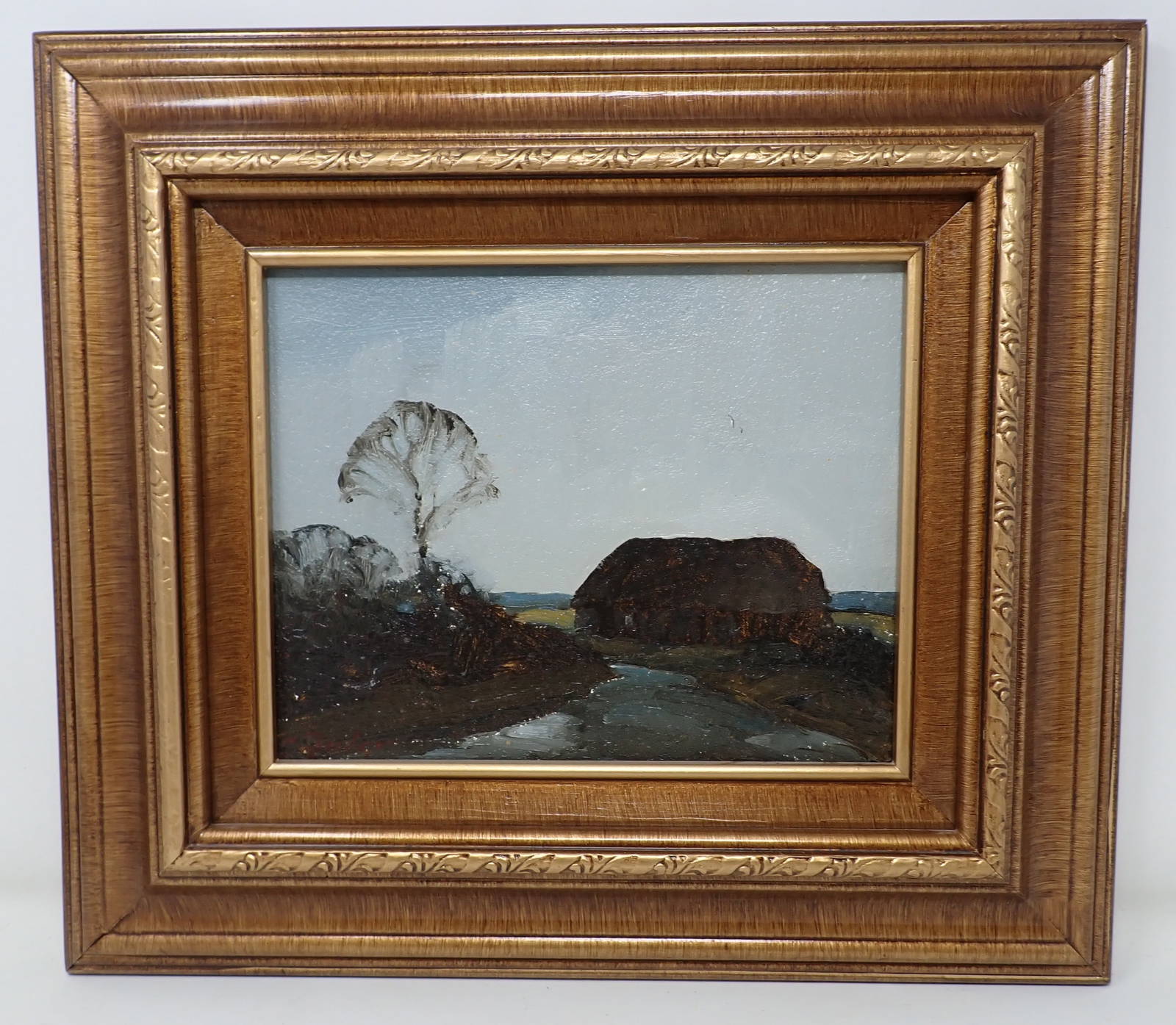 John Foulger Thatched Barn Oil On Board Painting Auction