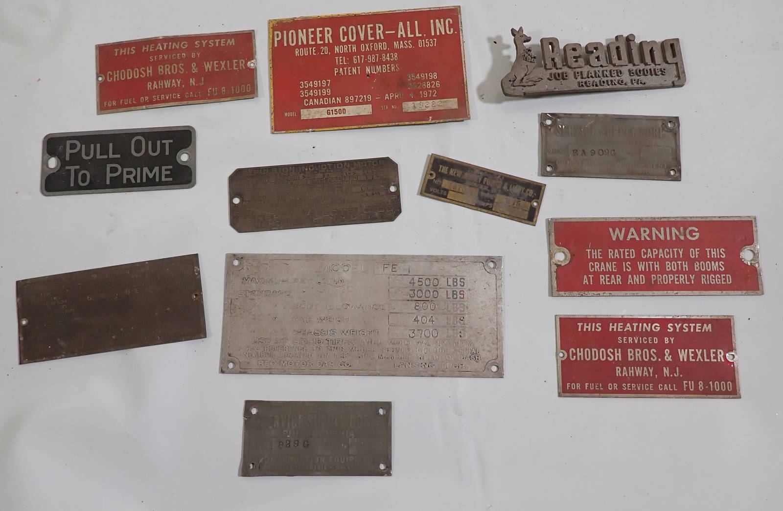 Equipment Plaques Auction