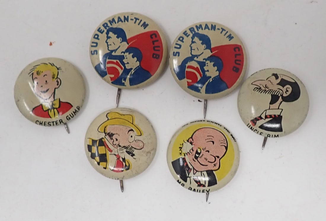 Superman Tim Club & Kellogs Pinbacks Auction