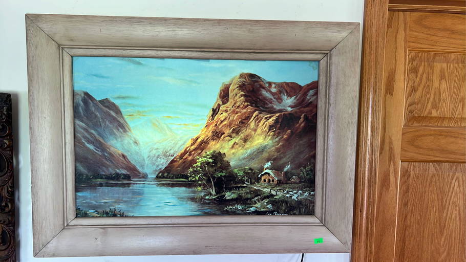 Cabin Mountain Scene Wall Hanging By Jack Roderick, Lighted