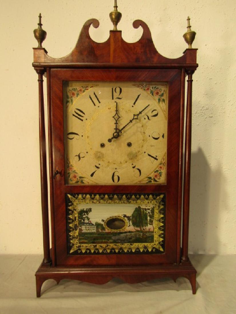 ELI TERRY PILLAR & SCROLL CLOCK