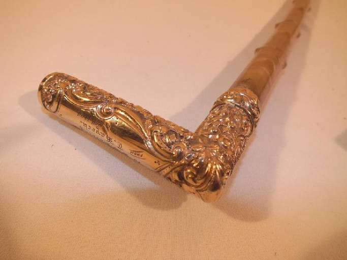 Antler Cane With Gold Handle
