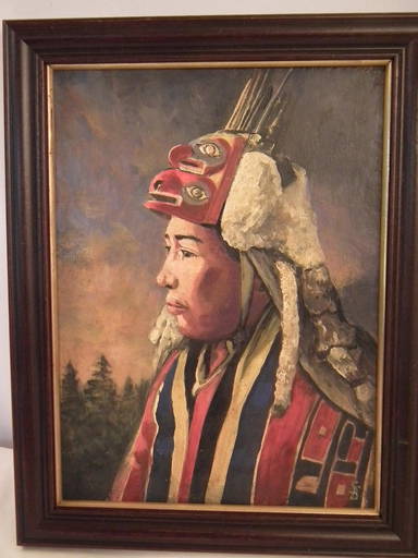 Indian Oil Portrait Tlingit Chief