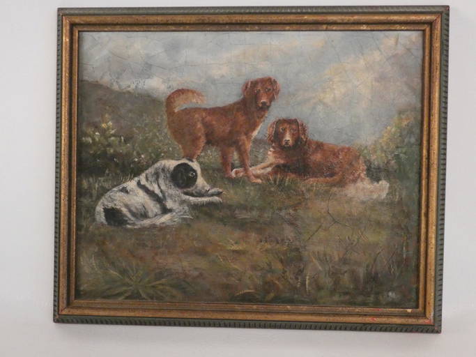 Painting 3 Dogs In Landscape