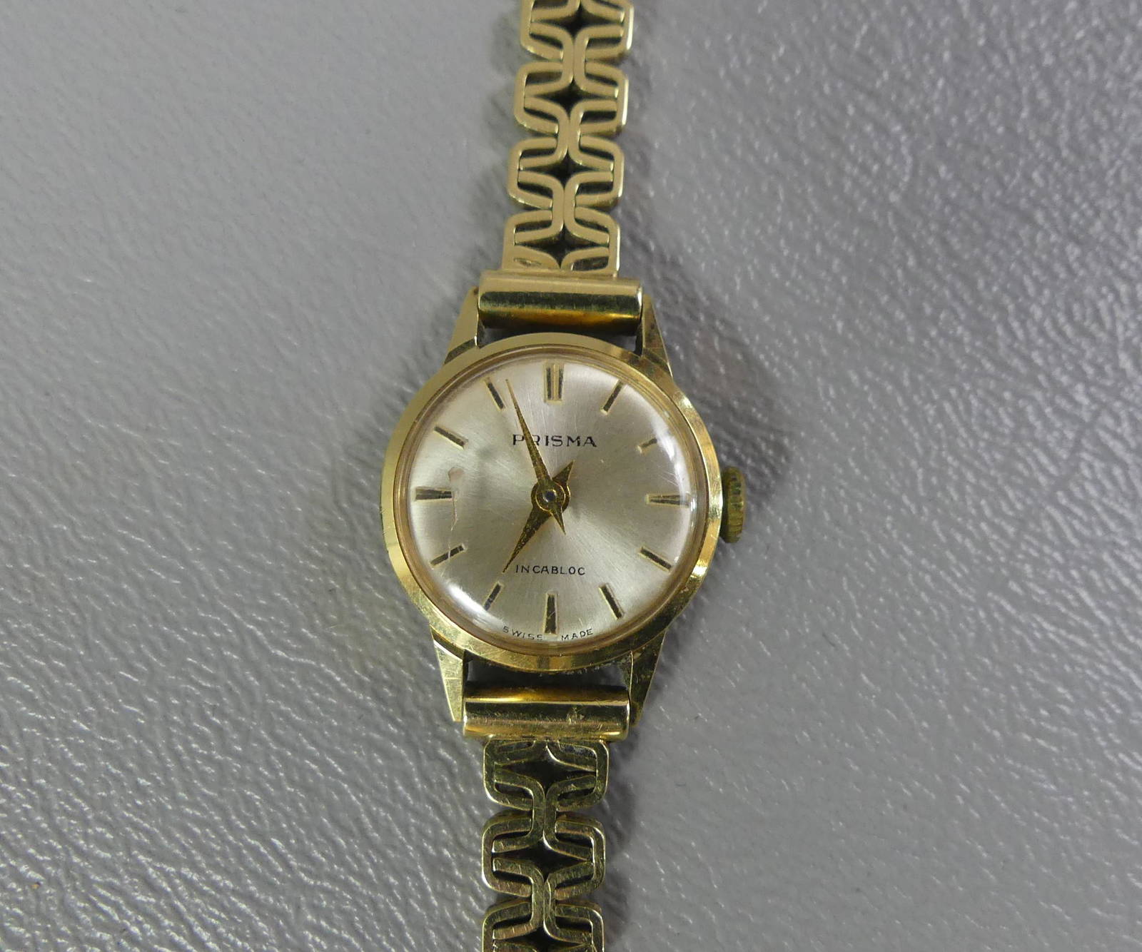 14k Gold Incabloc Prisma Ladies Watch Auction
