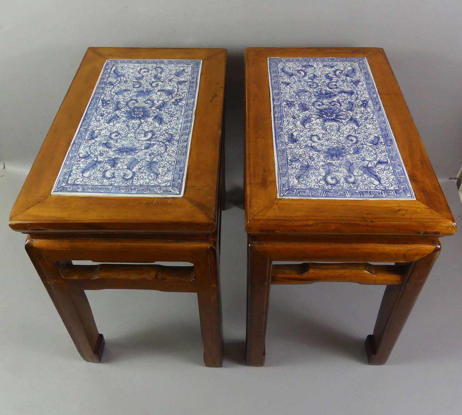Pair Chinese Tables With Inset Plaques Auction