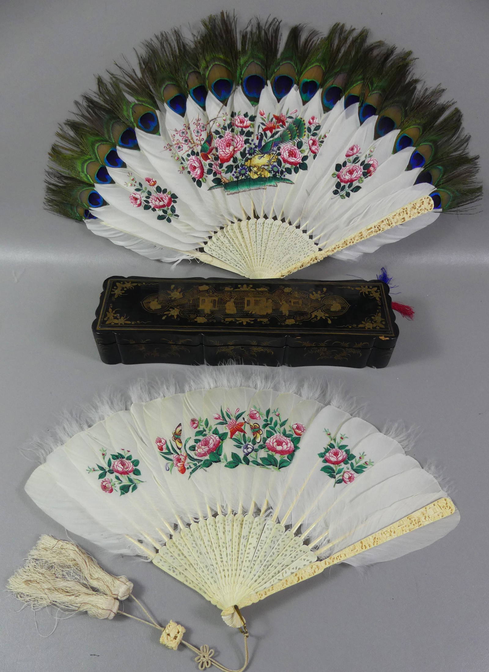2 Fine Chinese Painted Fans Auction