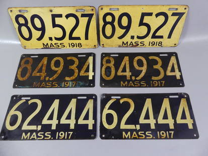 1918 1966 Massachusetts License Plates