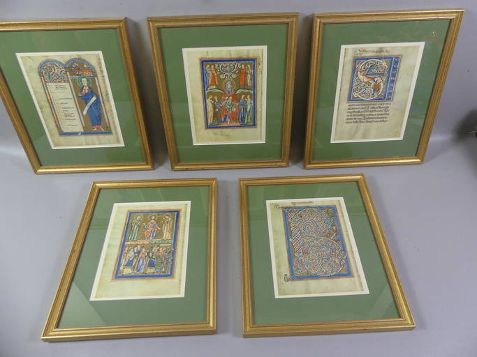 5 Prints Of Medieval Manuscripts