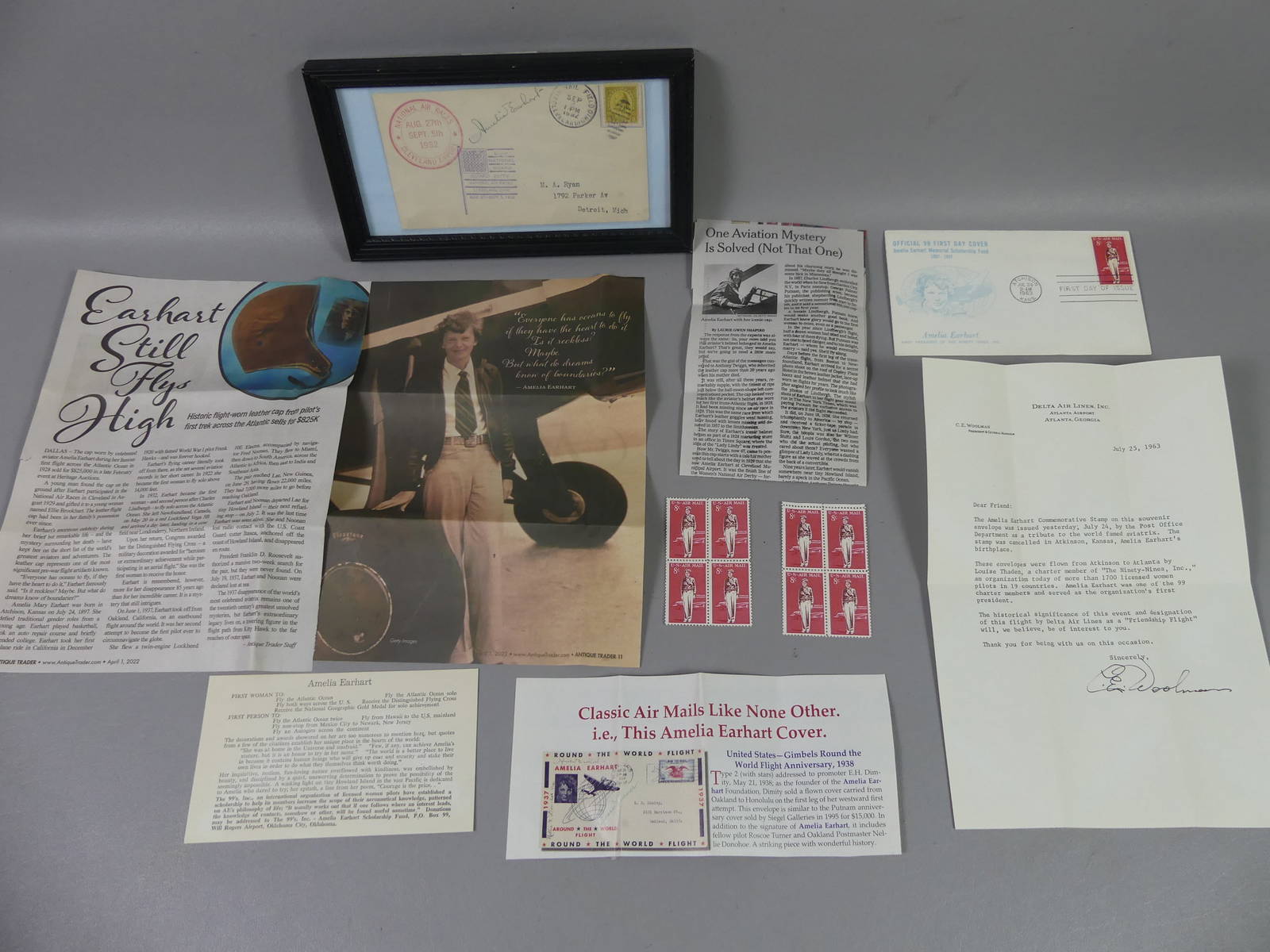 Amelia Earhart 1932 Autograph Lot Auction