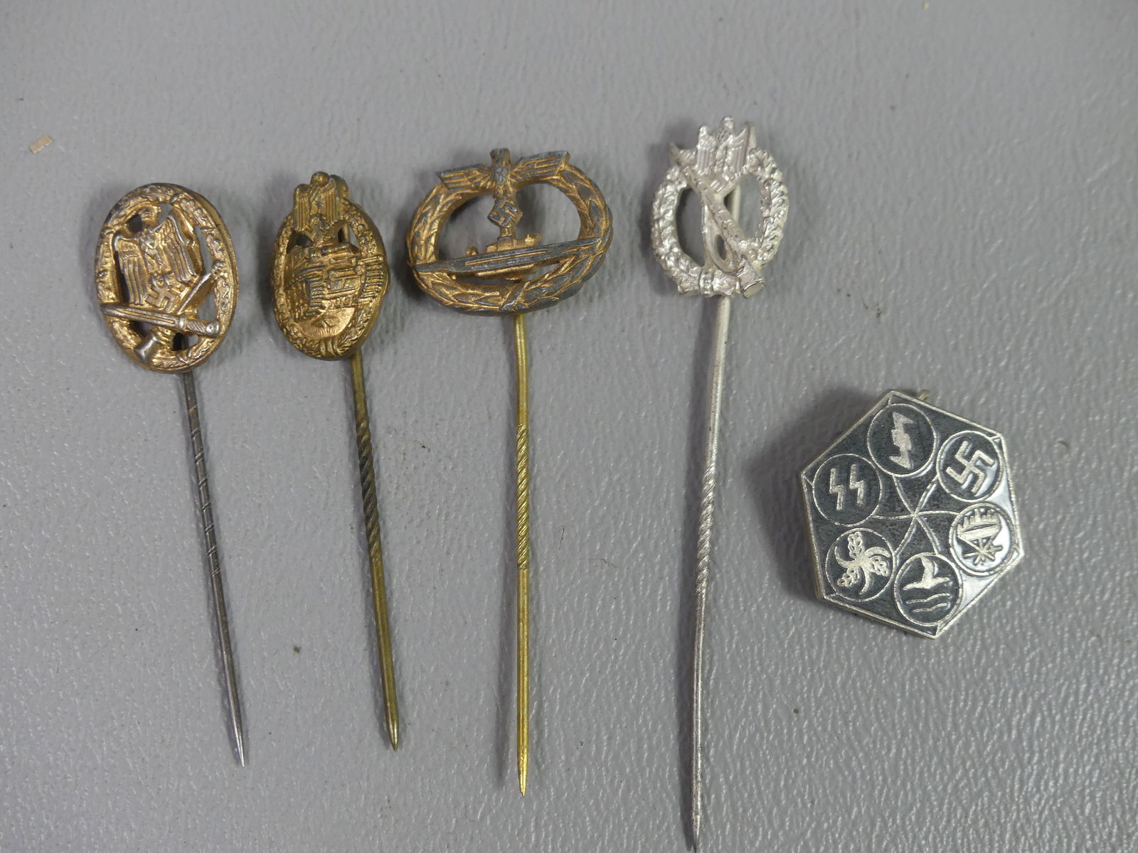 4 German Wwii Stick Pins & Ss Pin Auction