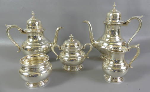 5 Pc. Poole Repousse Sterling Tea Set Auction
