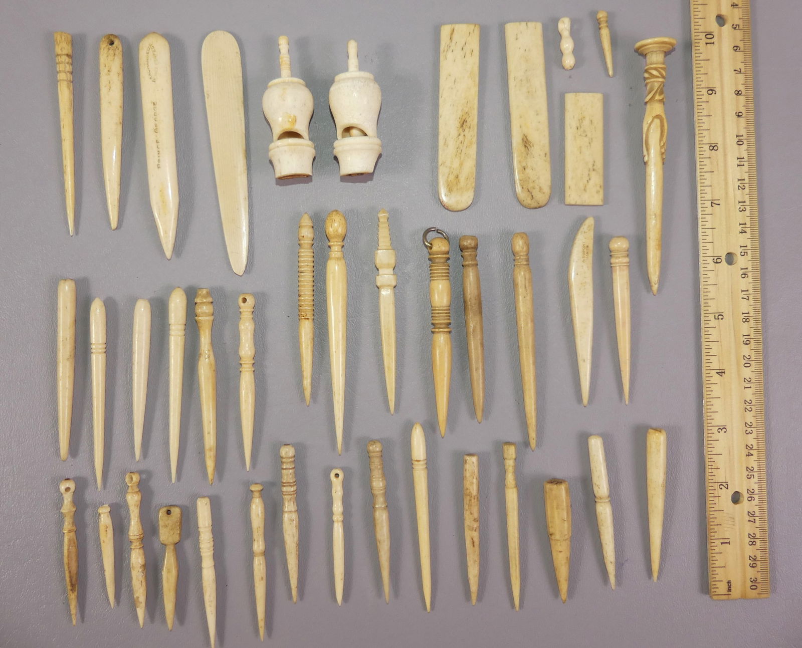41 Whale Bone Implements & Whistles Auction