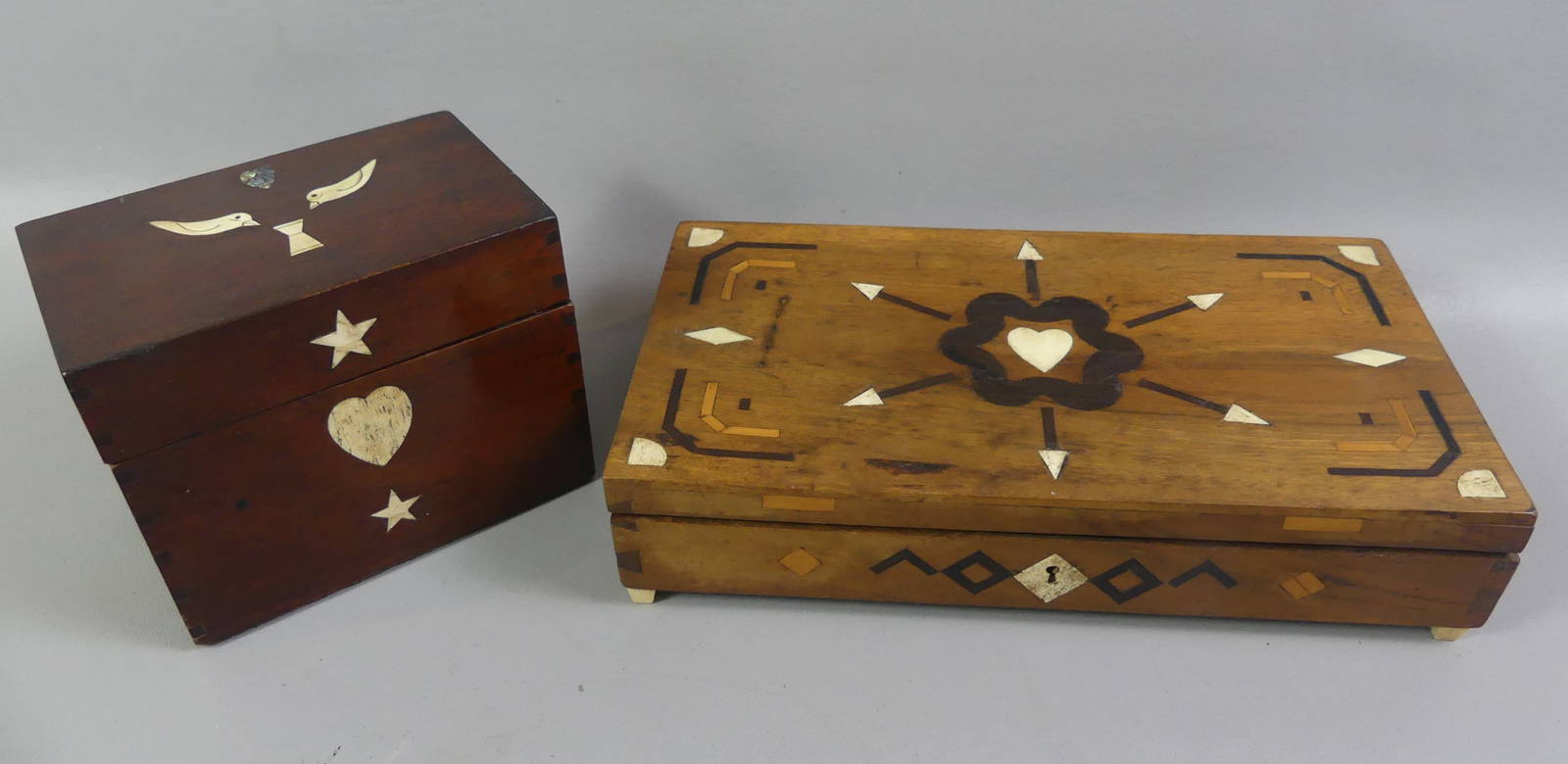2 Sailor Made Bone Inlaid Boxes Auction