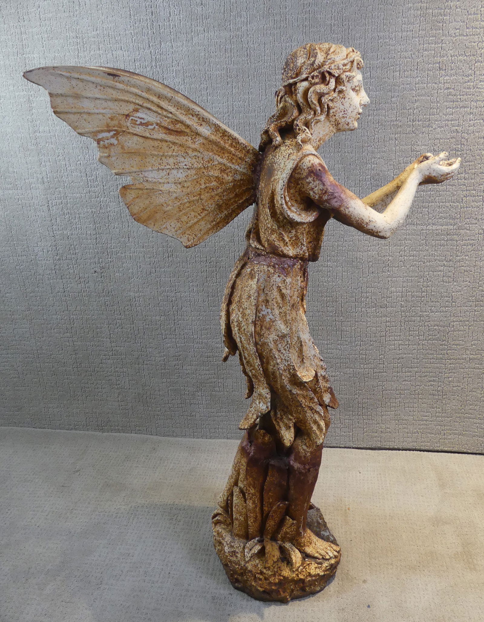 Large Victorian Iron Statue - Winged Nymph Auction