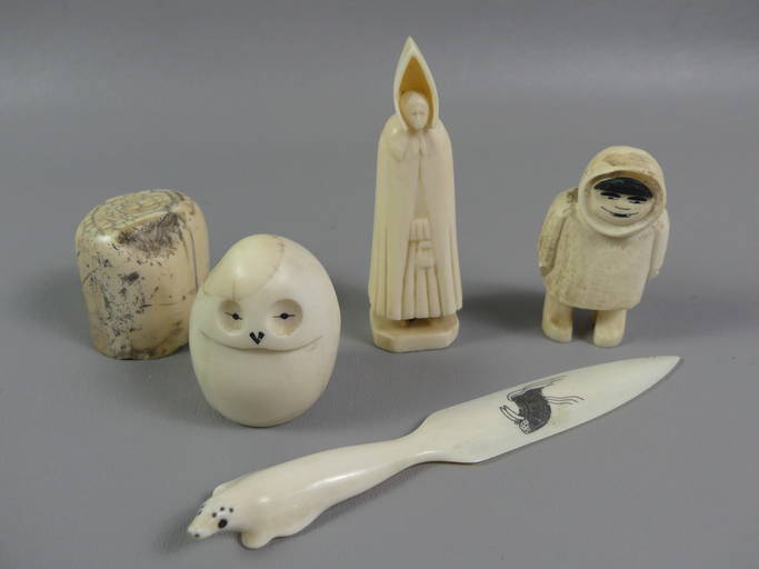 5 Inuit Carved Bone Items
