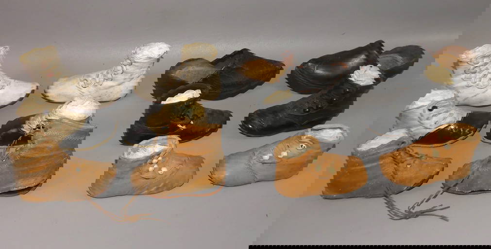 6 Prs. Antique Leather Child Shoes