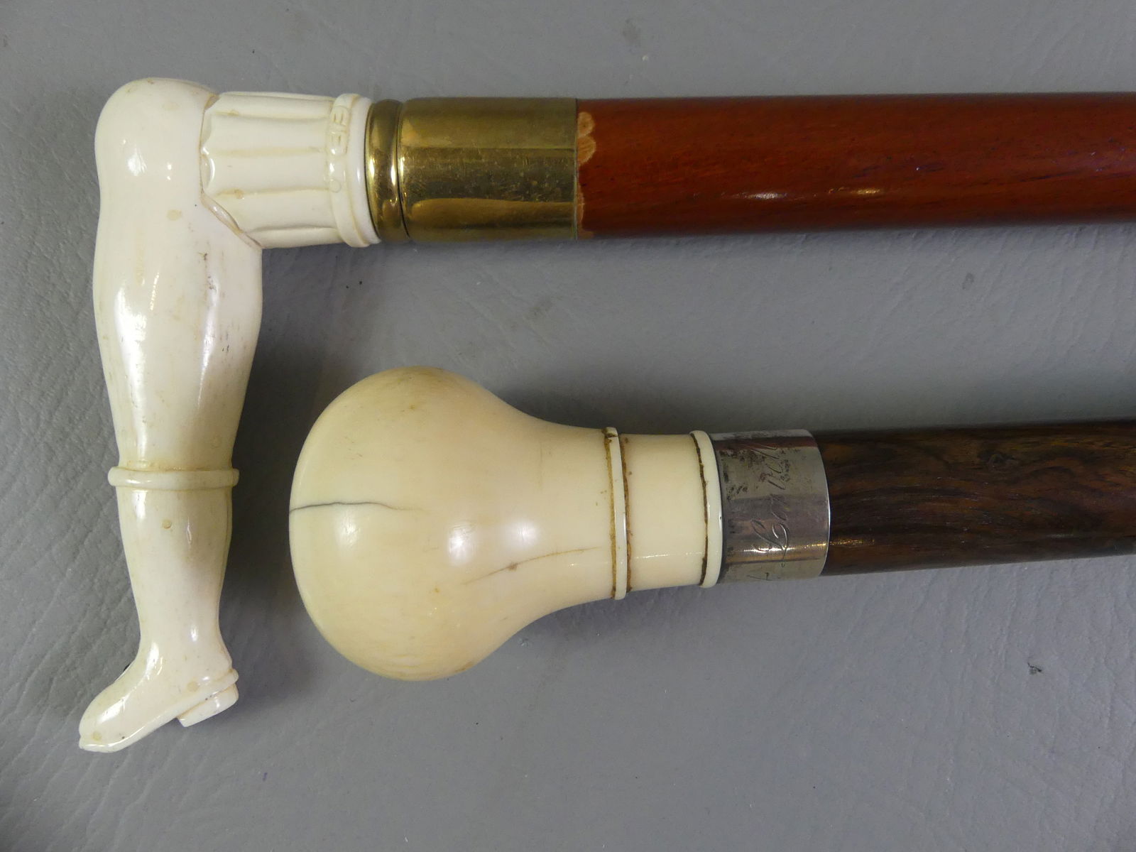 2 Bone Canes - Lady Leg & Knob - Jul 20, 2025 | Americana Auctions In Ma