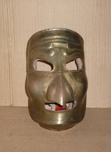 Warrior Steel Face Mask Horror Brass Plated Hand Made