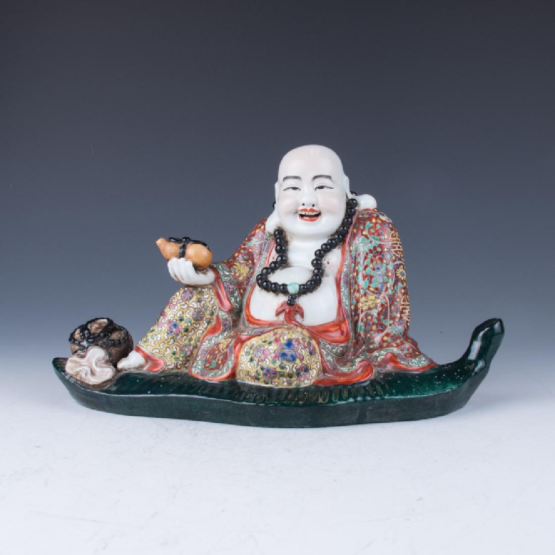 A Famille Rose Buddha Figure, Zeng Longsheng Mark