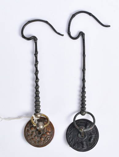 A Group Of 2 Bronze Bird Cage Hooks