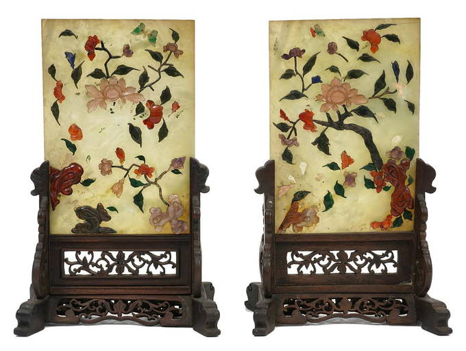 Pr. Chinese Jade & Hardstone Table Screens