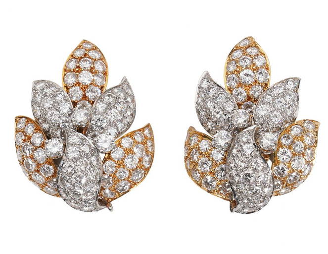 David Webb 18k, Platinum & Diamond Earrings
