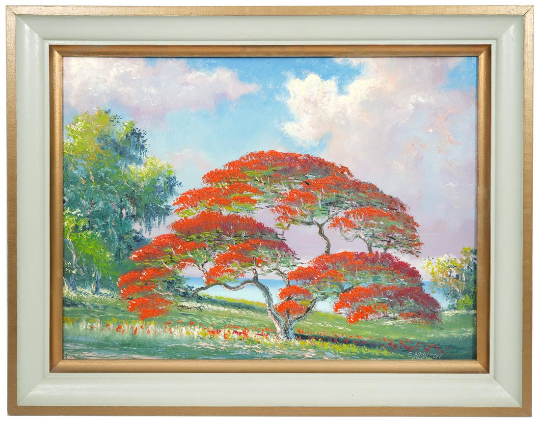 Sam Newton Highwaymen 'poinciana Tree' Painting Auction