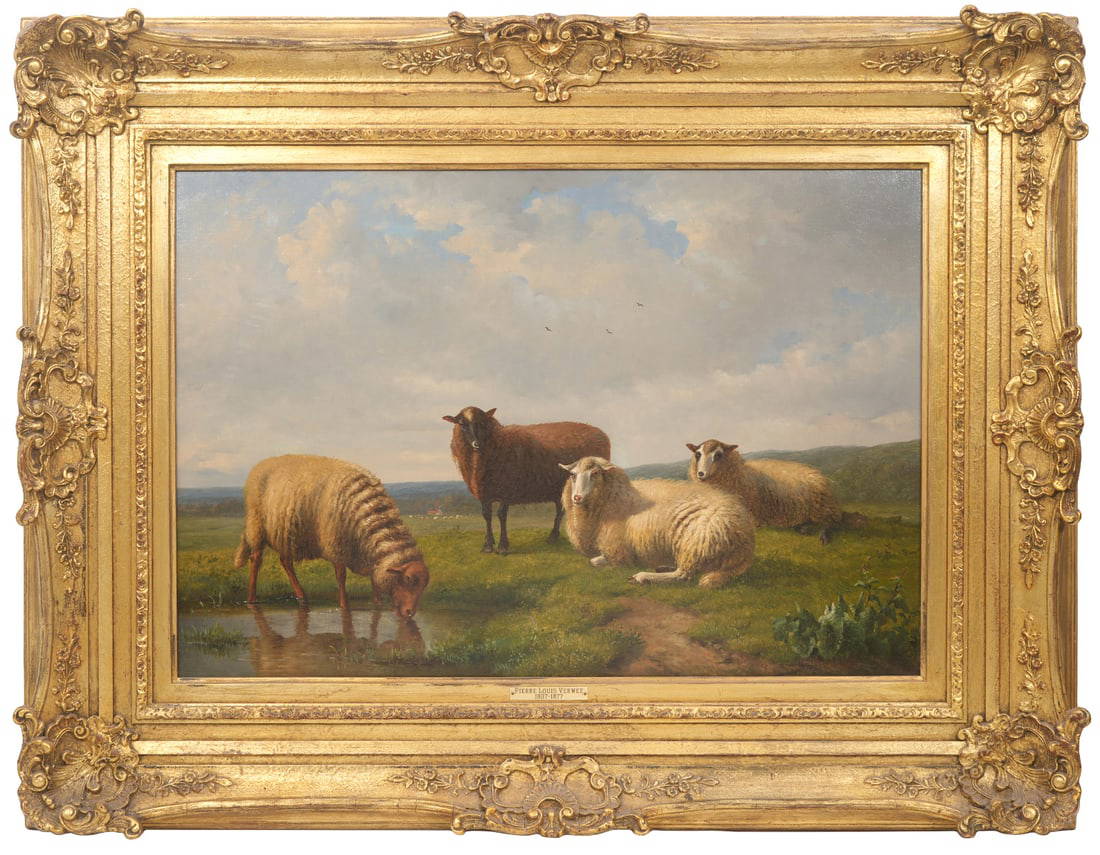 Louis-pierre Verwee 'sheep In Landscape' Painting Auction