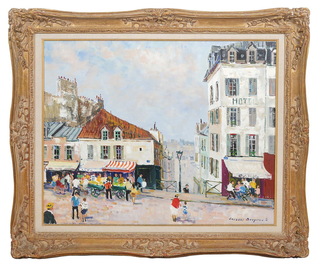 Jacques Bouyssou Parisian Street Scene Painting Auction