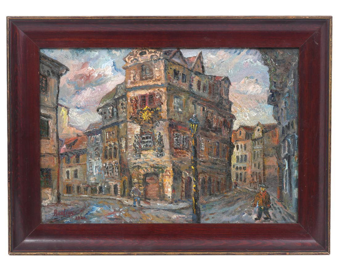 David Burliuk City Scene Impasto Painting Auction