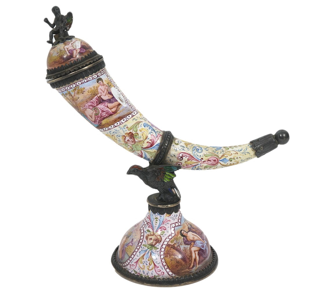 Viennese Enameled And Silver Miniature Horn Auction