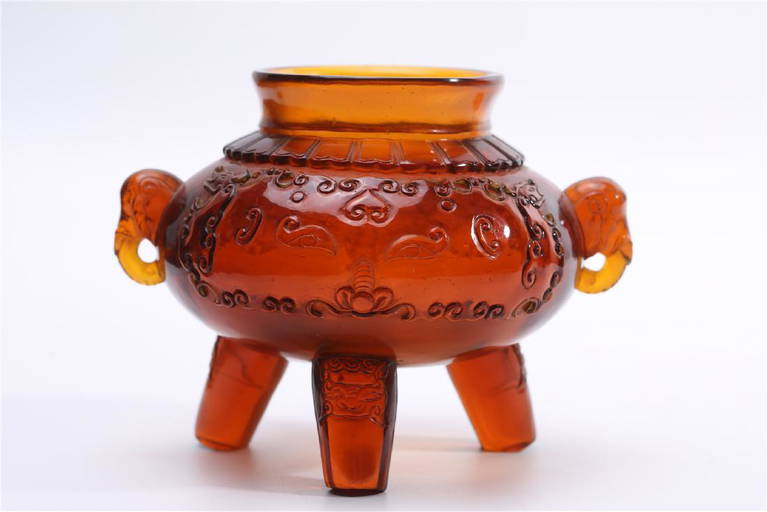 A Transparent Red Glass Censer.mark Of Qianlong