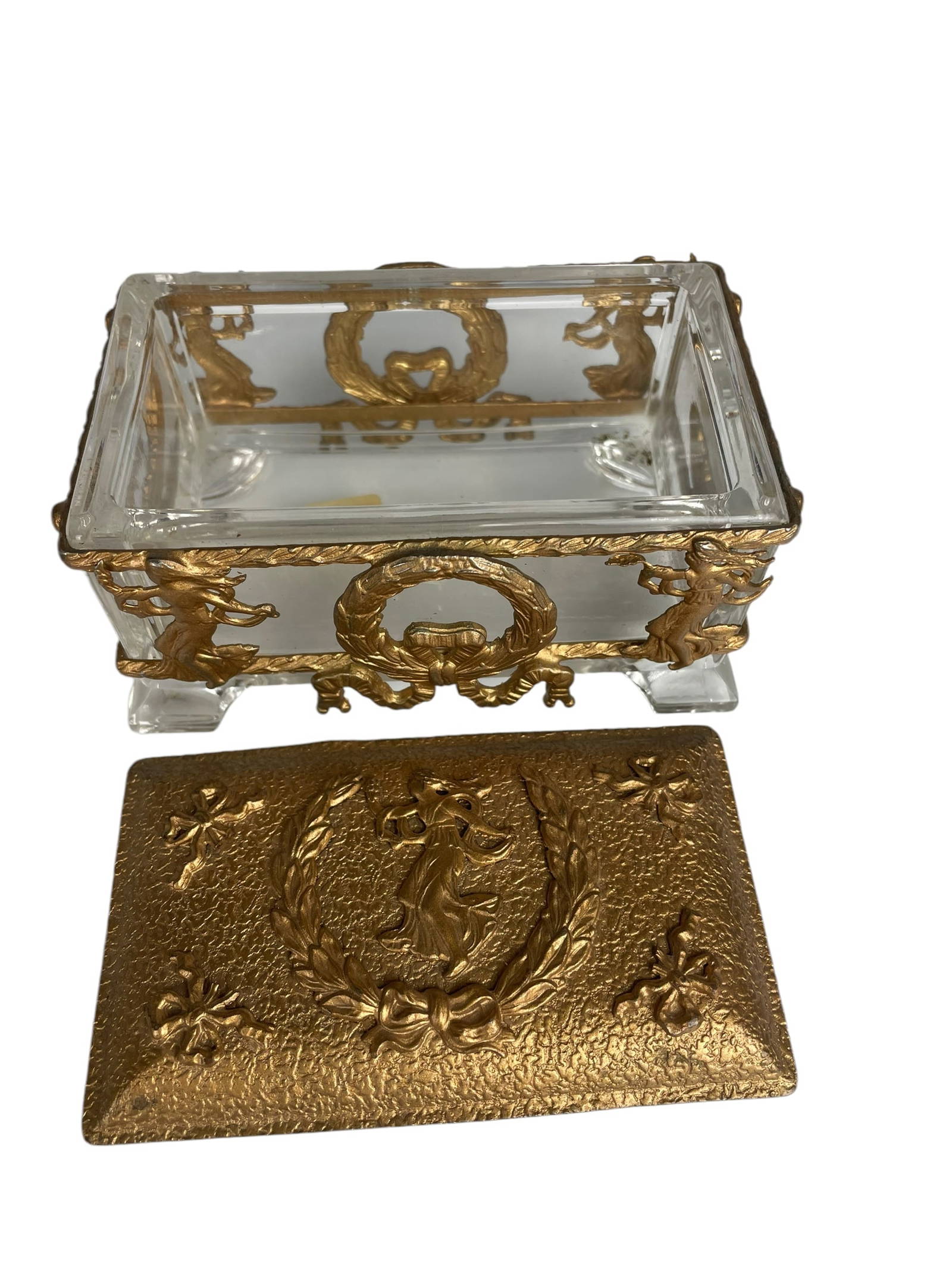 A French Empire Style Ormolu Mounted Crystal Jewelry Box Auction