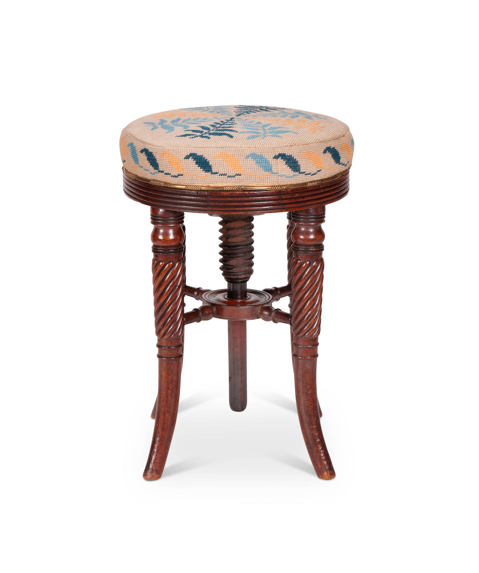 A Regency Mahogany Adjustable Circular Piano Stool Auction