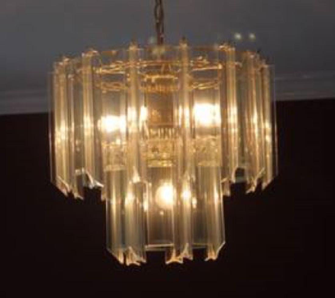 Lucite & Crystal Two-Tier Chandelier
