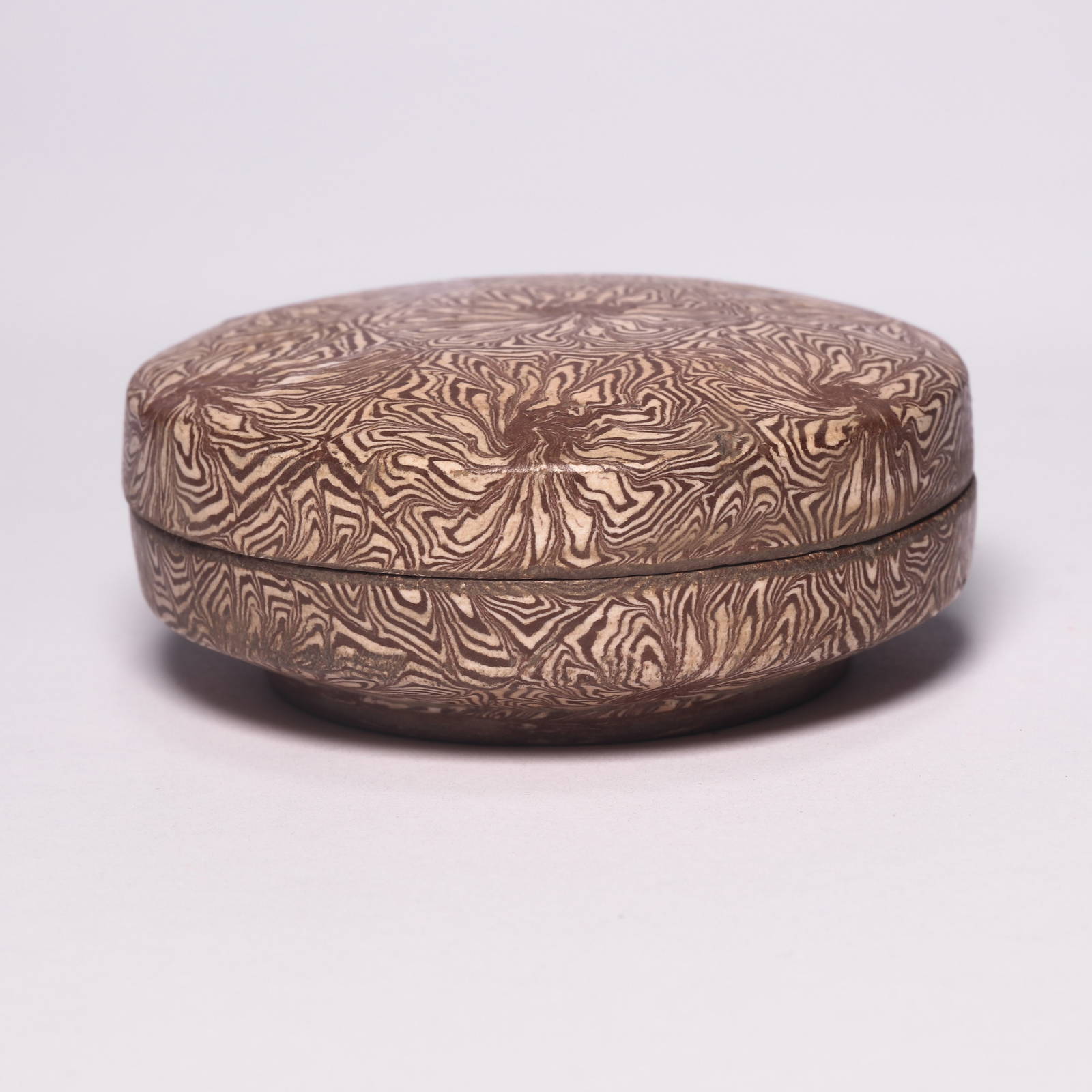 A Yellow-glazed Marbled Pottery Powder Box Auction