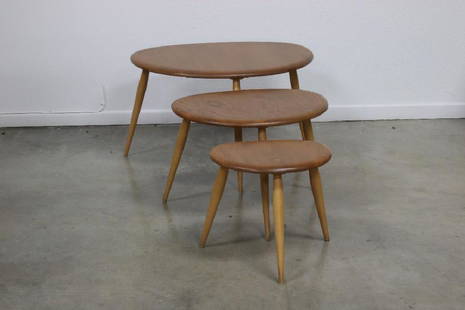 Ercol 'pebble' Nest Of 3 Tables